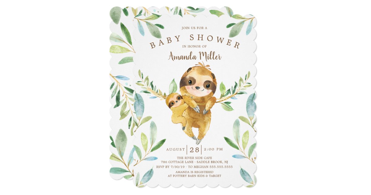 Adorable Sloth Baby Shower Invitation | Zazzle.com