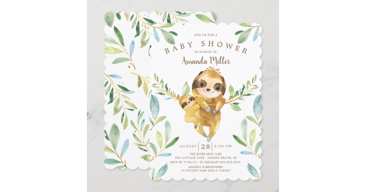 Adorable Sloth Baby Shower Invitation | Zazzle