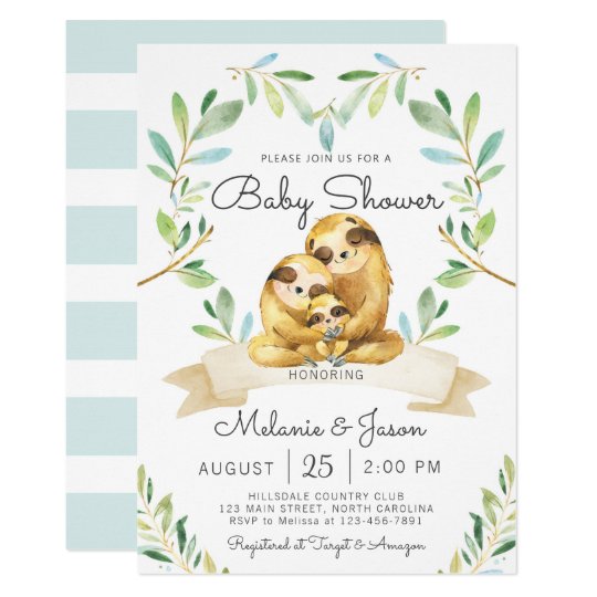 Adorable Sloth Baby Shower Invitation | Zazzle.com