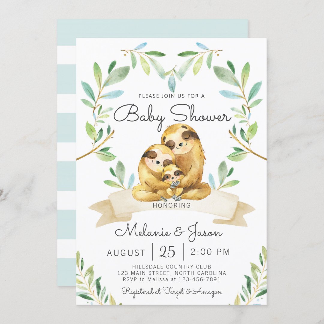 Adorable Sloth Baby Shower Invitation | Zazzle