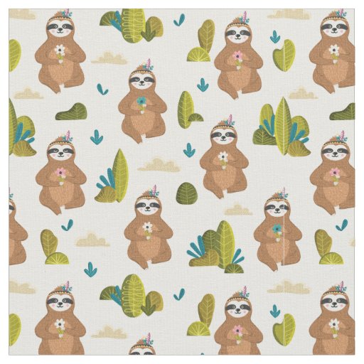 Adorable Sloth Fabric | Zazzle