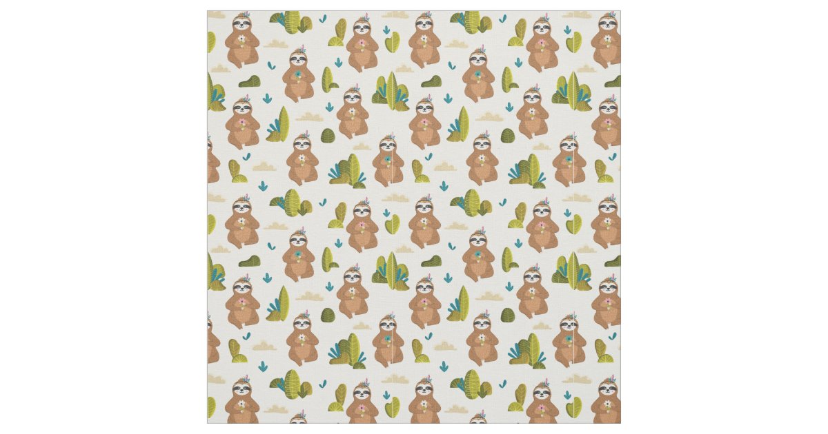 Adorable Sloth Fabric | Zazzle