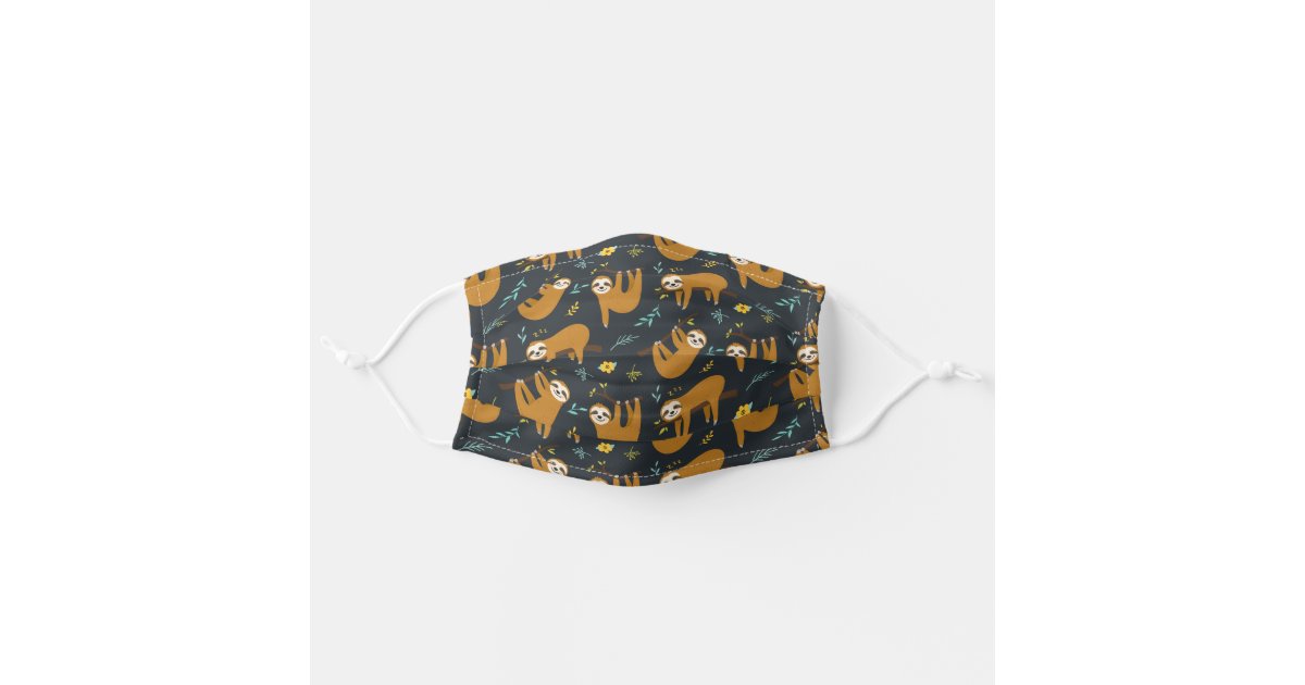 Adorable Sloths Pattern Adult Cloth Face Mask | Zazzle