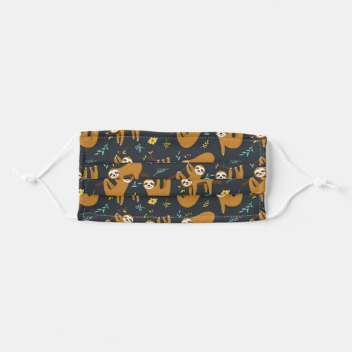 Adorable Sloths Pattern Adult Cloth Face Mask | Zazzle