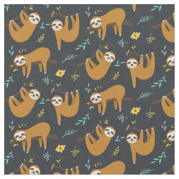 Cute Sloth Pattern Fabric | Zazzle.com