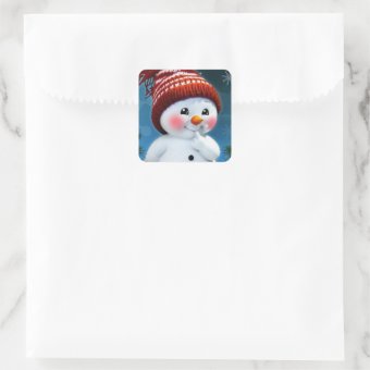 Adorable Snowman with Red Hat Sticker | Zazzle