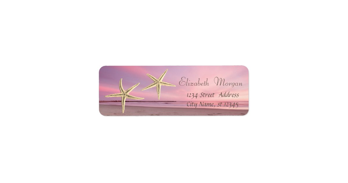Adorable Starfish Beach Sunset Label | Zazzle