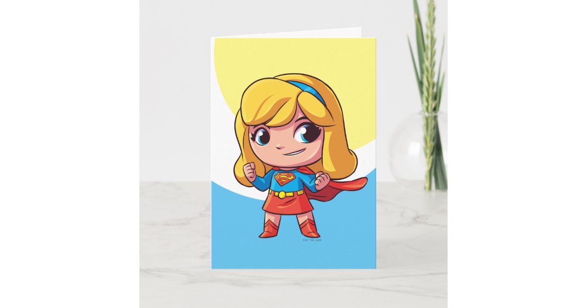 Adorable Supergirl Stance Card | Zazzle