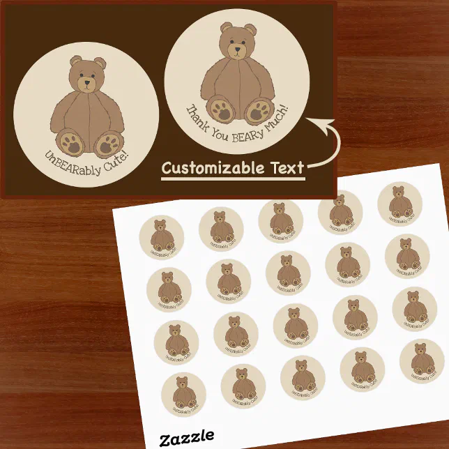 Adorable Teddy Bear Classic Round Sticker | Zazzle