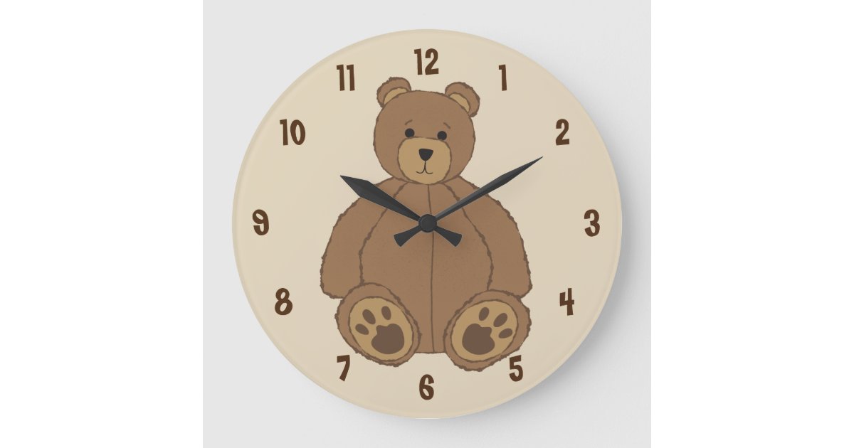 Adorable Teddy Bear Large Clock | Zazzle