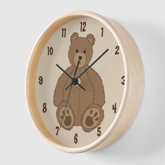Adorable Teddy Bear Large Clock | Zazzle