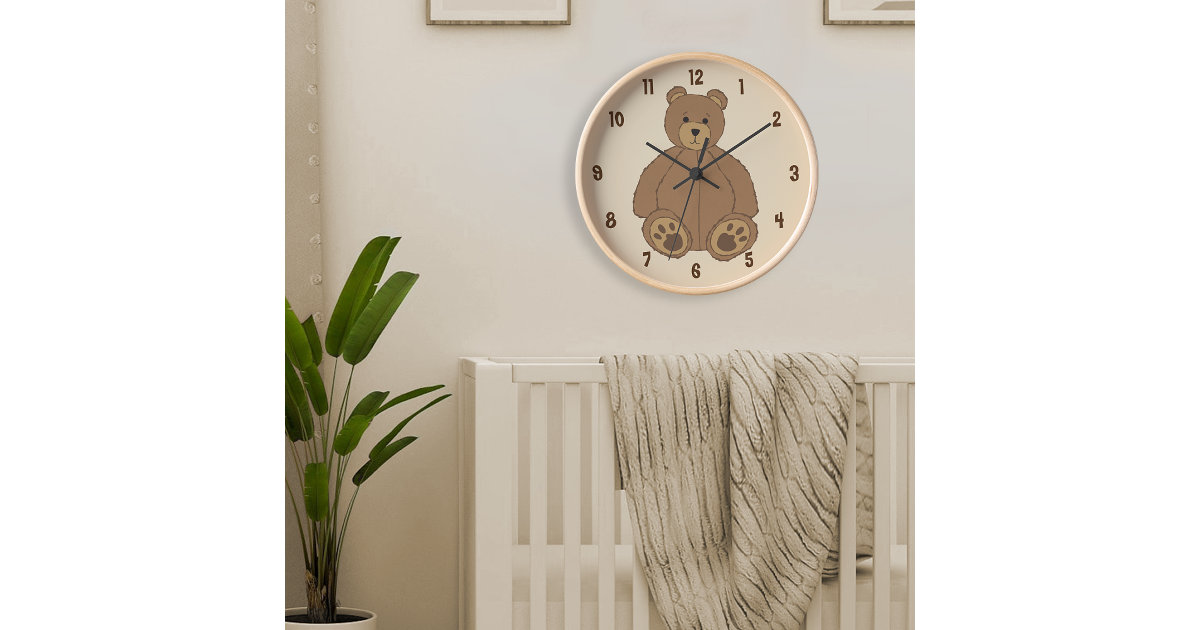 Adorable Teddy Bear Large Clock | Zazzle