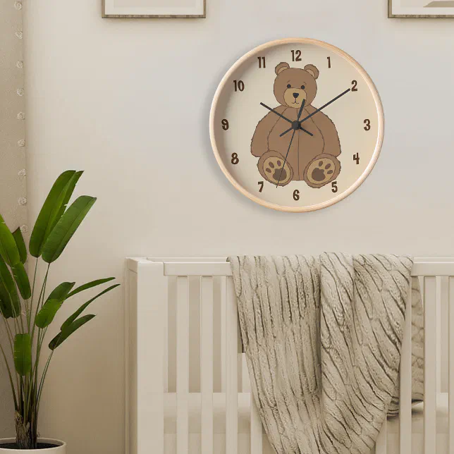 Adorable Teddy Bear Large Clock | Zazzle