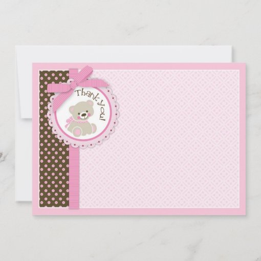 Adorable Teddy Bear Thank You Card Pink | Zazzle