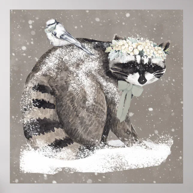 Adorable Watercolor Woodland Animals Art for Kids Poster | Zazzle