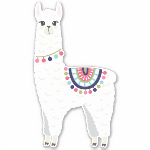 Adorable White Alpaca Sticker | Zazzle