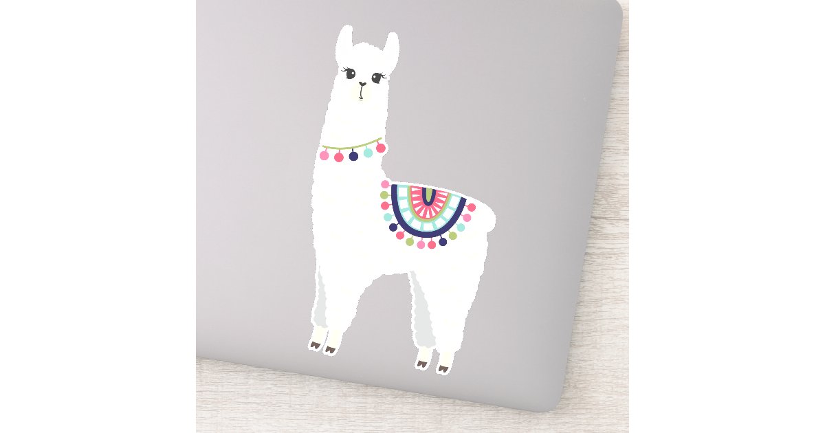Adorable White Alpaca Sticker | Zazzle