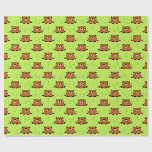 Adorable Woodland Groundhog Pattern Wrapping Paper | Zazzle