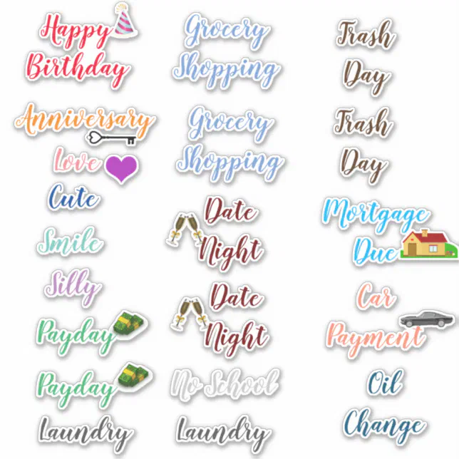 Adorable Words for Planners / Calendars Sticker | Zazzle