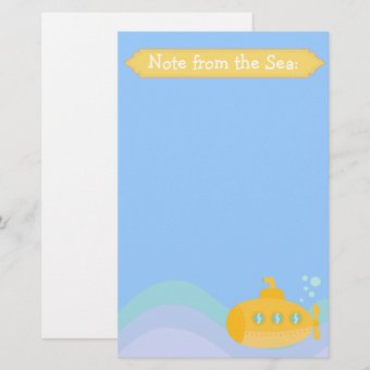 Adorable Yellow Submarine Submerged Underwater Stationery | Zazzle