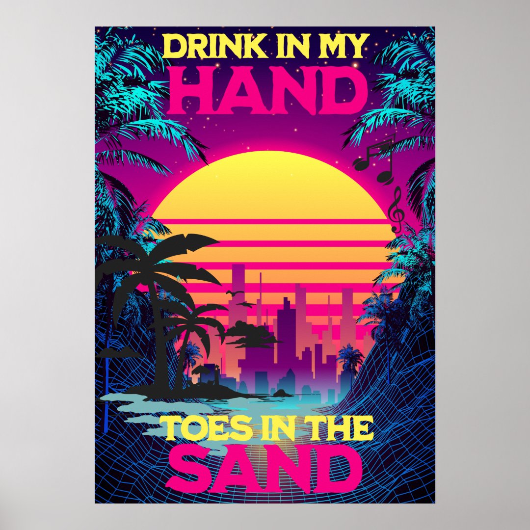Adorables Synthwave/Vaporwave Retro 80s Tropical Poster | Zazzle