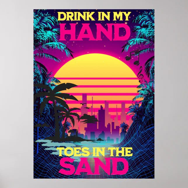 Adorables Synthwave/Vaporwave Retro 80s Tropical Poster | Zazzle