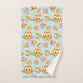 Adorably Cute Orange and Pink Owl Pattern Bath Towel Set | Zazzle