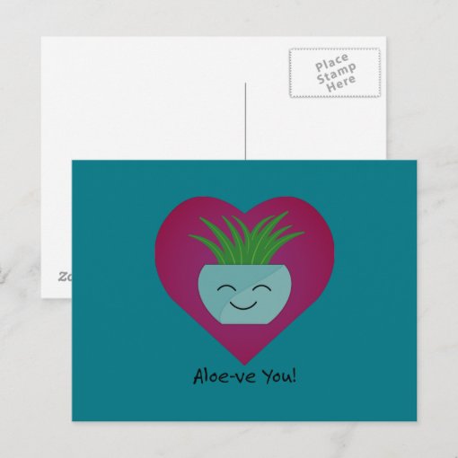 Adorably Funny Aloeve You Aloe Postcard | Zazzle