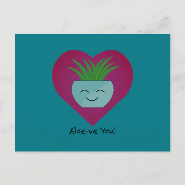 Adorably Funny Aloeve You Aloe Postcard | Zazzle