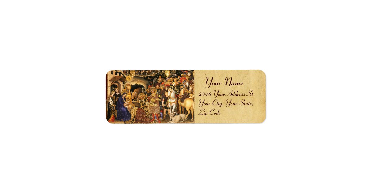 ADORATION OF MAGI Gentile Da Fabriano, Christmas Label | Zazzle