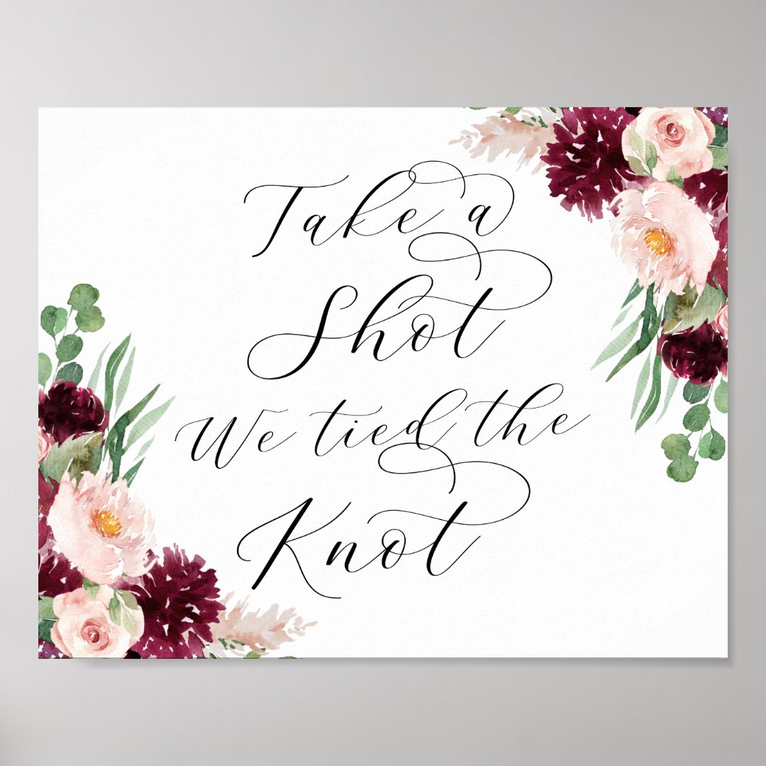 Adore Floral Take A Shot Script Reception Bar Sign | Zazzle