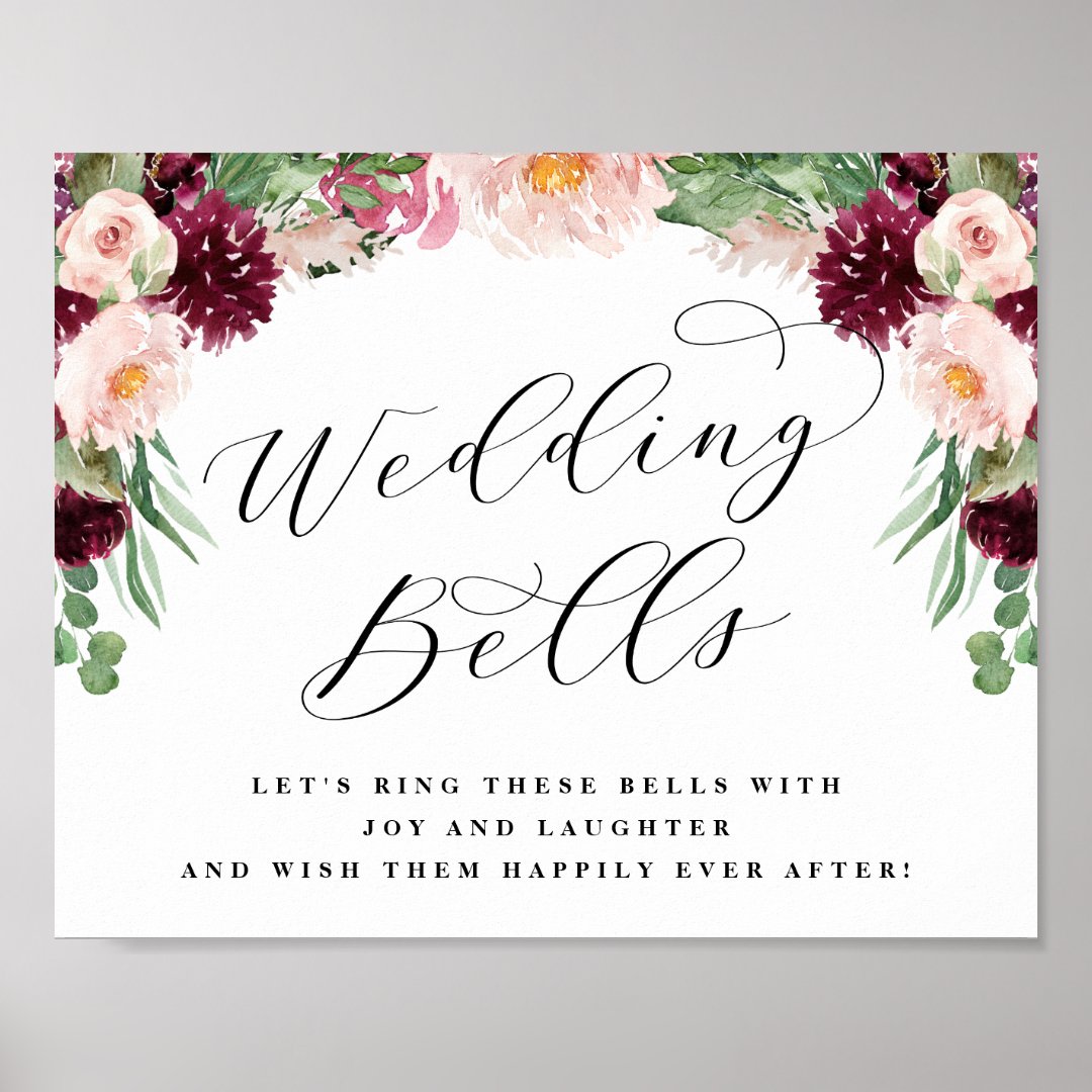Adore Floral Wedding Bells Send Off Wedding Sign | Zazzle