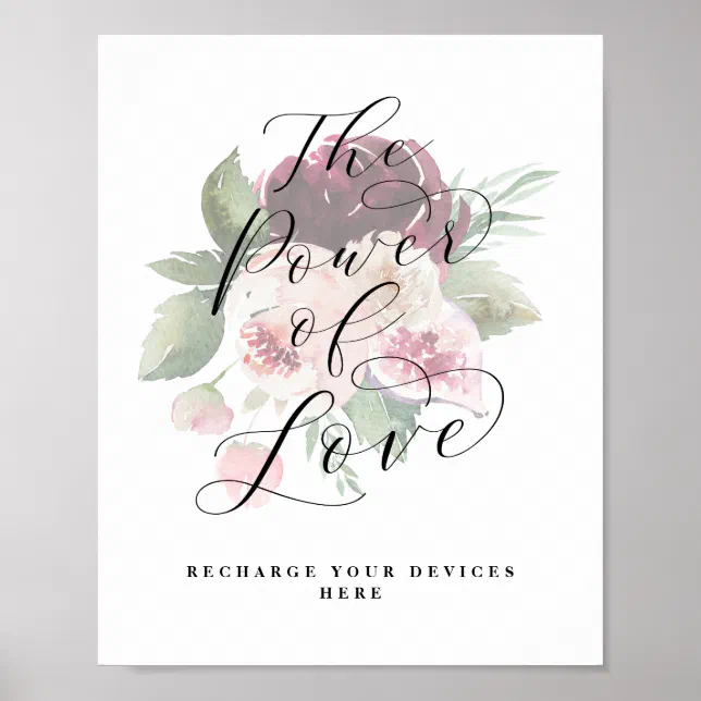 Adore Power of Love Device Charging Wedding Sign | Zazzle