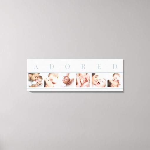 ADORED Baby Photo Collage Blue and White Canvas Print | Zazzle