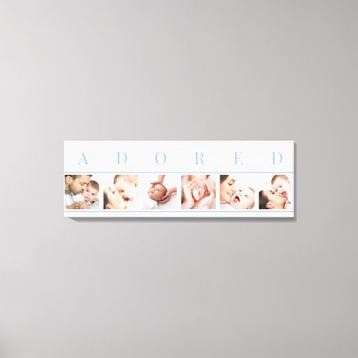 ADORED Baby Photo Collage Blue and White Canvas Print | Zazzle
