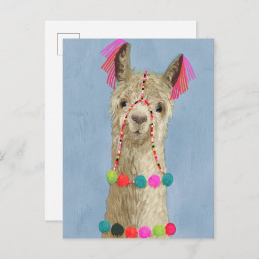 Adorned Llama - Beige Postcard | Zazzle