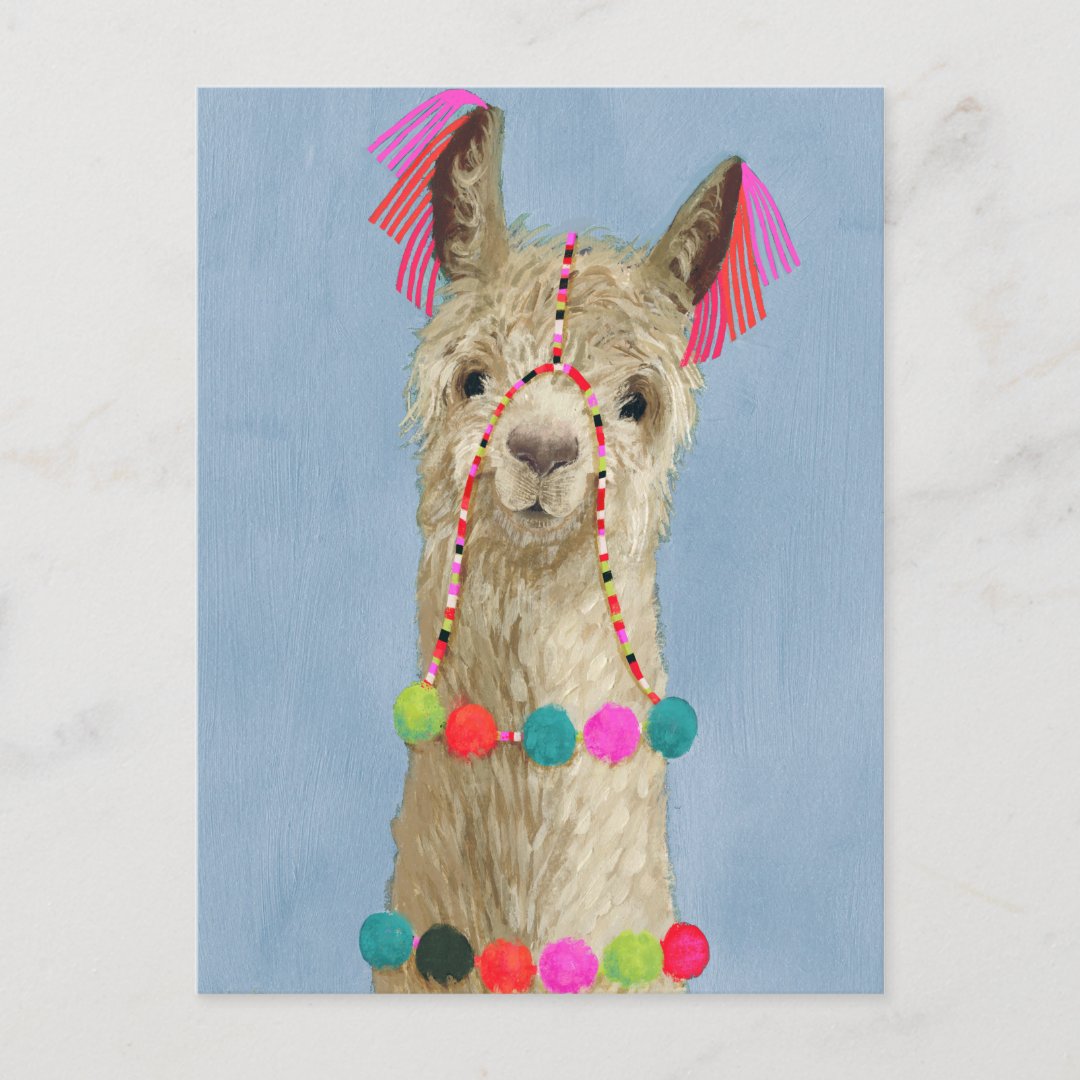 Adorned Llama - Beige Postcard | Zazzle