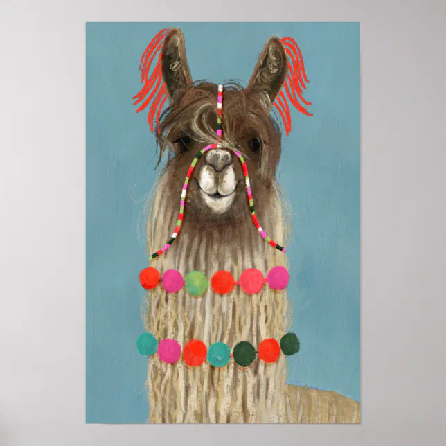 Adorned Llama - Brown Poster | Zazzle