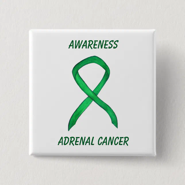 Adrenal Cancer Green Awareness Ribbon Pin | Zazzle