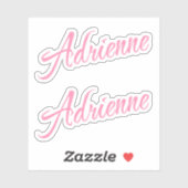 Adrienne Decorative Name in Pink x2 Sticker | Zazzle