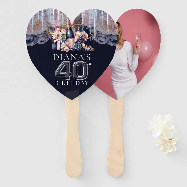 Adult 40th Birthday Photo Personalized Hand Fan | Zazzle