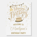 Adult Birthday Gold Glitter Welcome Sign | Zazzle
