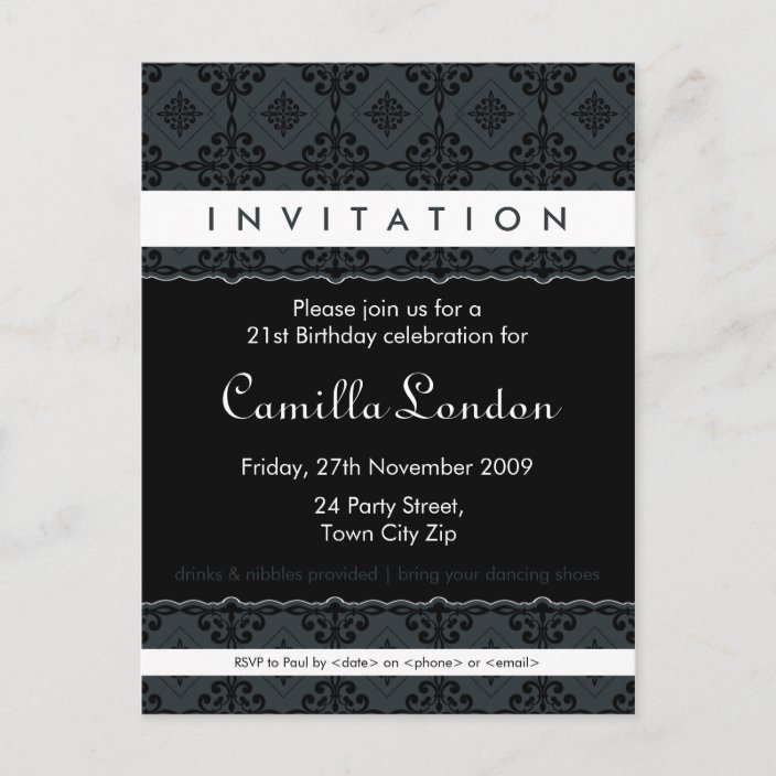 ADULT BIRTHDAY INVITATION :: ornately patterned L3 | Zazzle.com