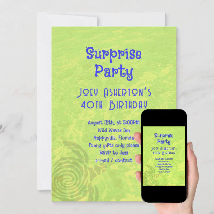 Adult Birthday Party Sea Turtle Invitation | Zazzle