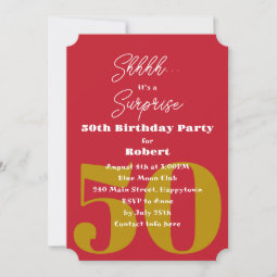 Adult Birthday Red Surprise Party Invitation | Zazzle