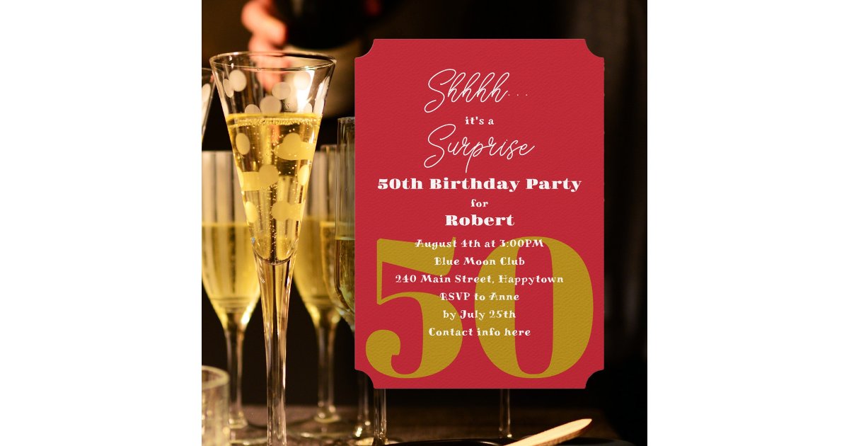 Adult Birthday Red Surprise Party Invitation | Zazzle