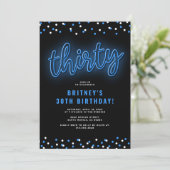 Adult Blue Neon 30th Birthday Party Invitation | Zazzle