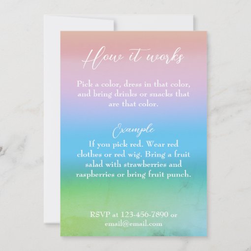 Adult Color Themed Party Invitation | Zazzle