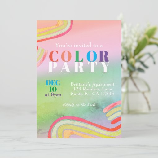 Adult Color Themed Party Invitation | Zazzle