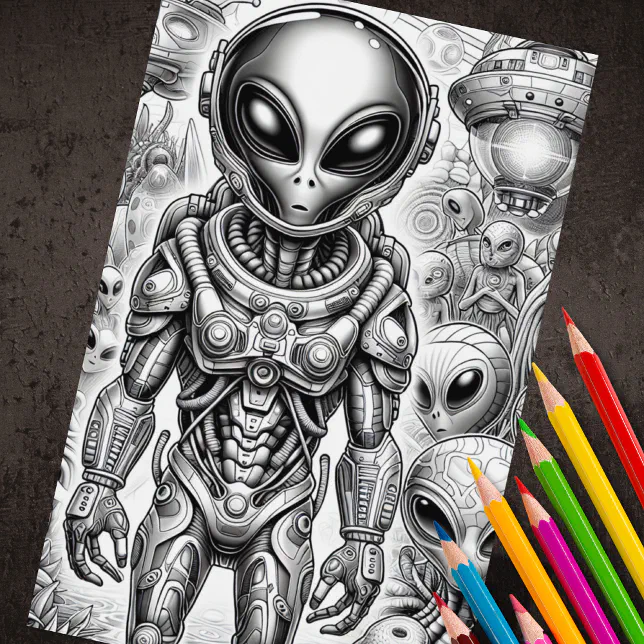 Adult Coloring Alien 3D Poster | Zazzle